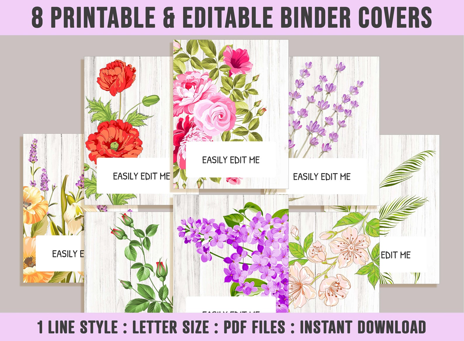 Editable Binder Covers, 8 Printable & Editable Binder Coversspines ...