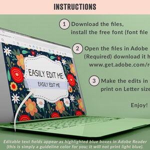 Floral Binder Cover Template, 10 Printable & Editable Binder Covers ...