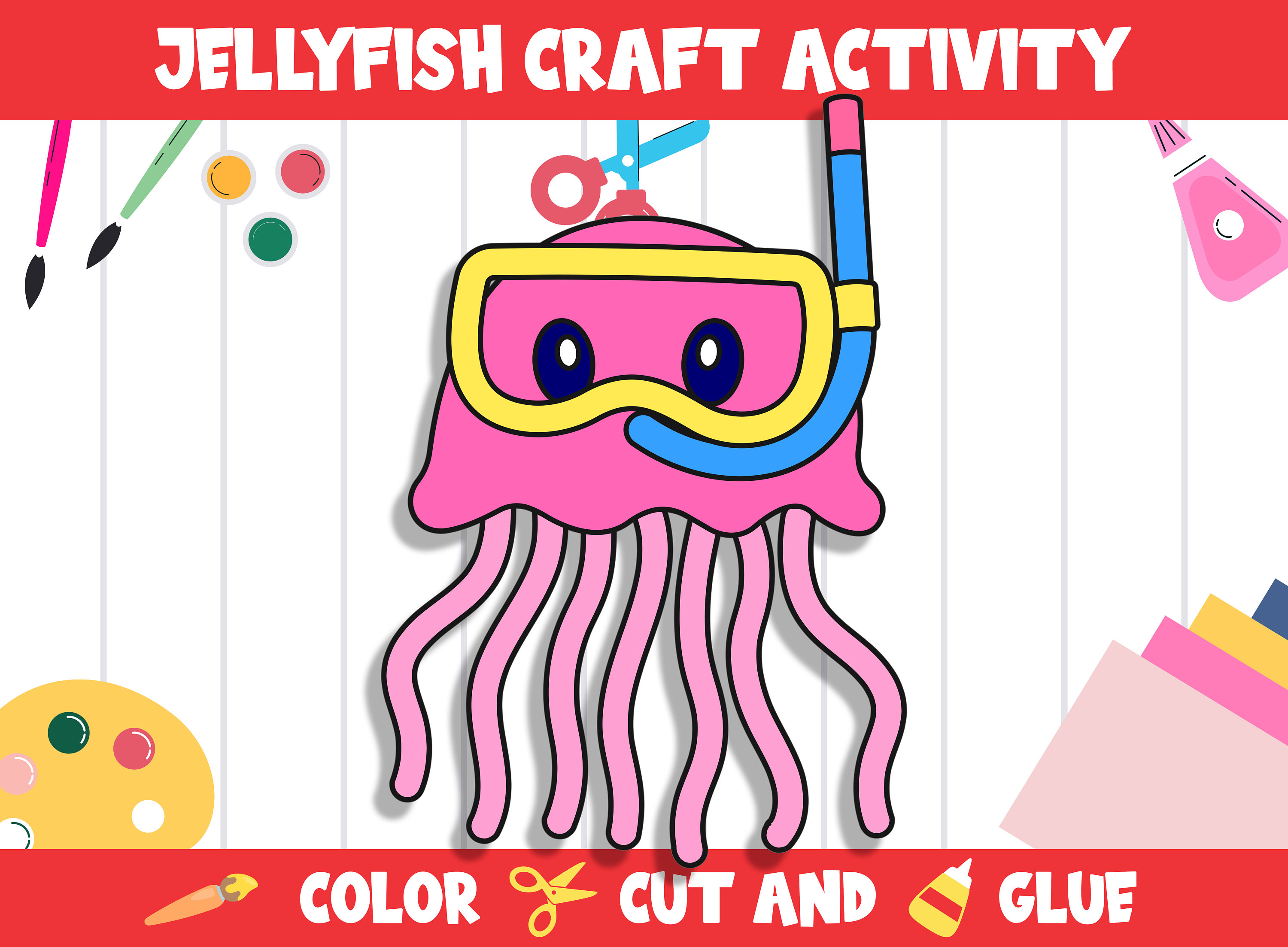 Jellyfish Craft Activity Color, Cut, and Glue for Prek to 2nd Grade ...
