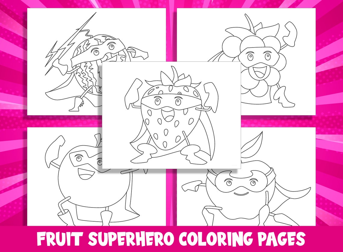 Fruit Superhero Coloring Pages: 20 High-resolution Fruity Heroes to ...