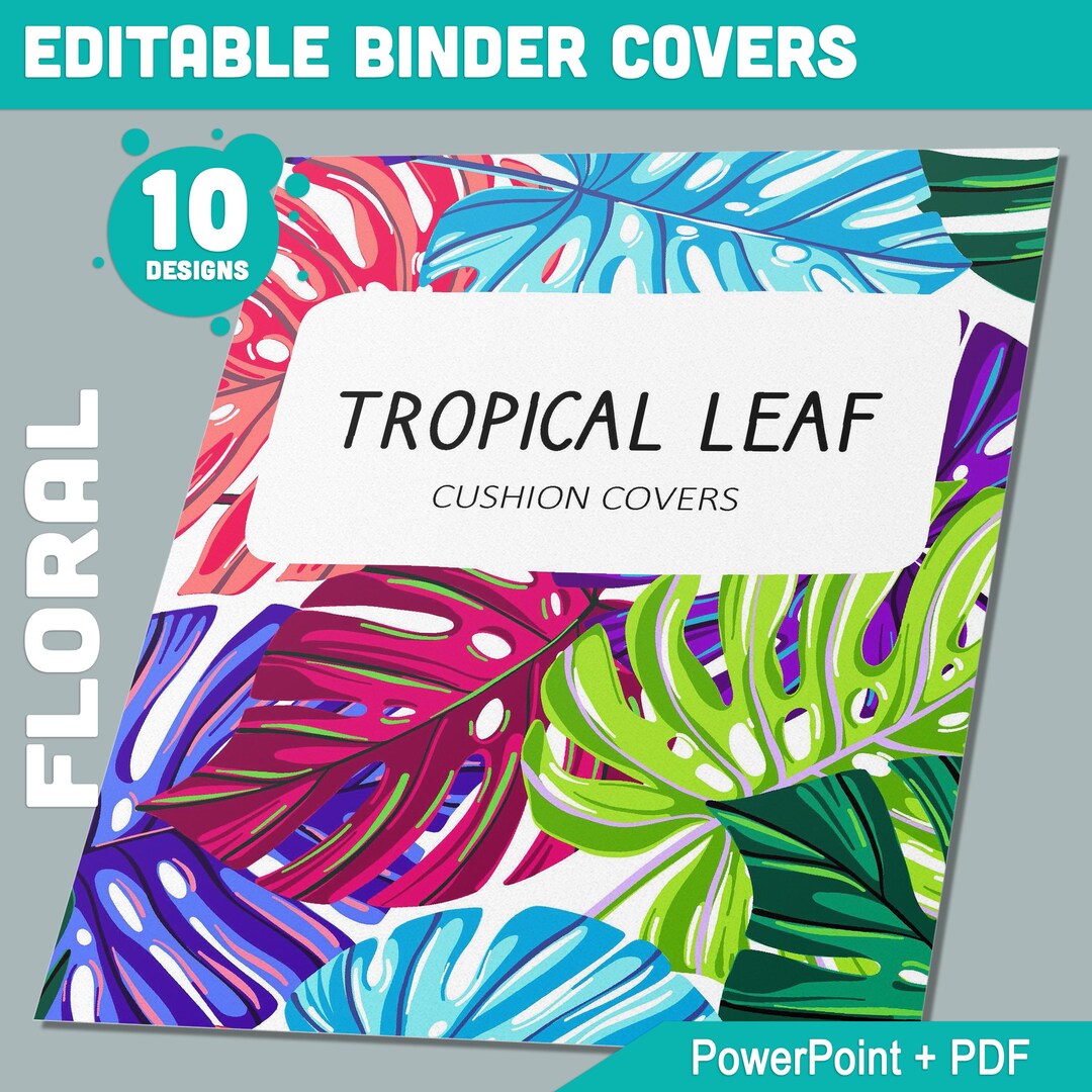 10 Editable Floral Pattern Binder Covers, Includes 1, 1.5, 2" Spines ...