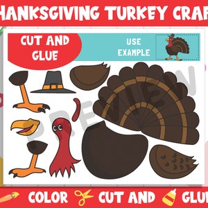 Thanksgiving Turkey Craft Activity - Color, Cut, and Glue for Prek to ...