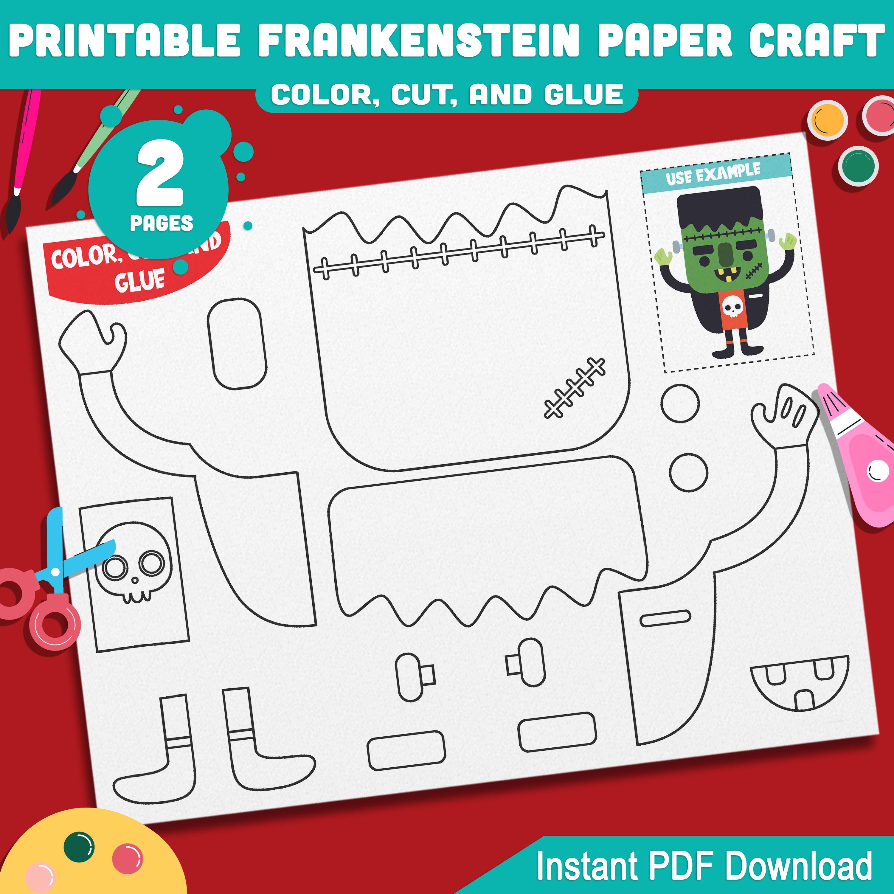 Printable Frankenstein Paper Craft for Preschool, Pre-k, Kindergarten ...