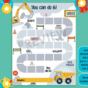 Printable Construction Reward Chart for Kids, Encouraging Positive ...