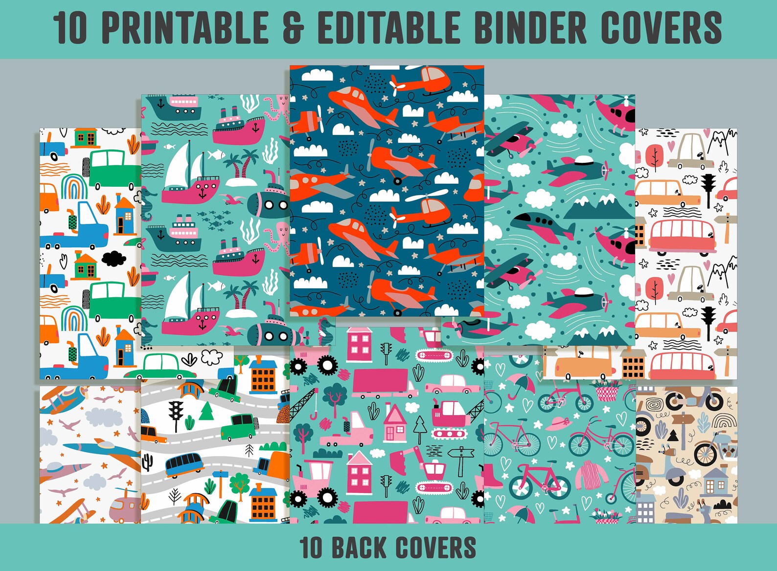 Vehicle Binder Template, 10 Printable & Editable Binder Coversspines ...