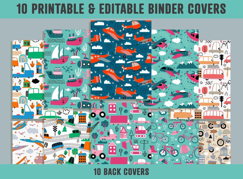 Vehicle Binder Template, 10 Printable & Editable Binder Coversspines ...