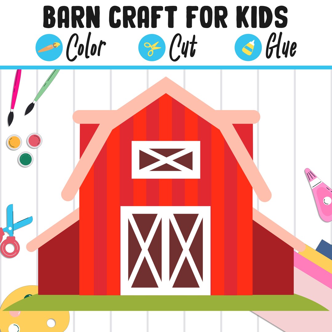 Barn Craft for Kids: Color, Cut, and Glue, a Fun Activity for Pre K to ...