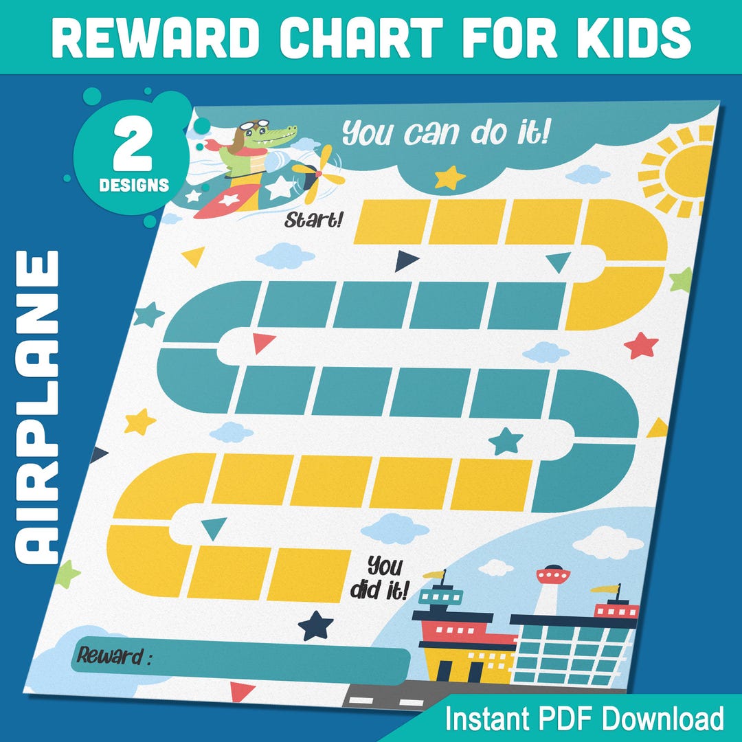 Printable Airplane & Pilot Reward Chart for Kids, Fun Helicopter ...