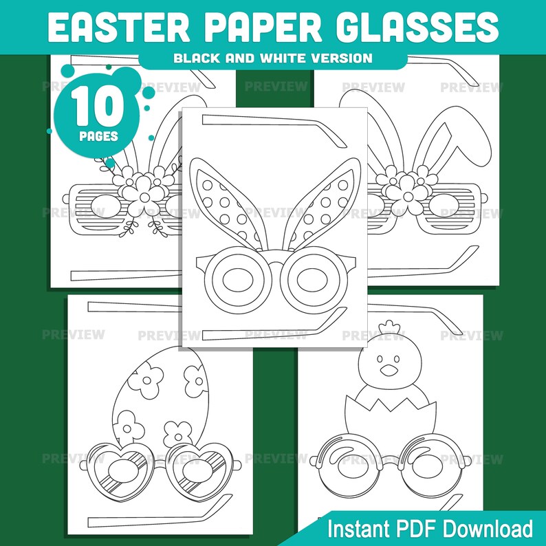 Easter Paper Glasses Printable, Bunny Lamb Egg Glasses Template Craft ...