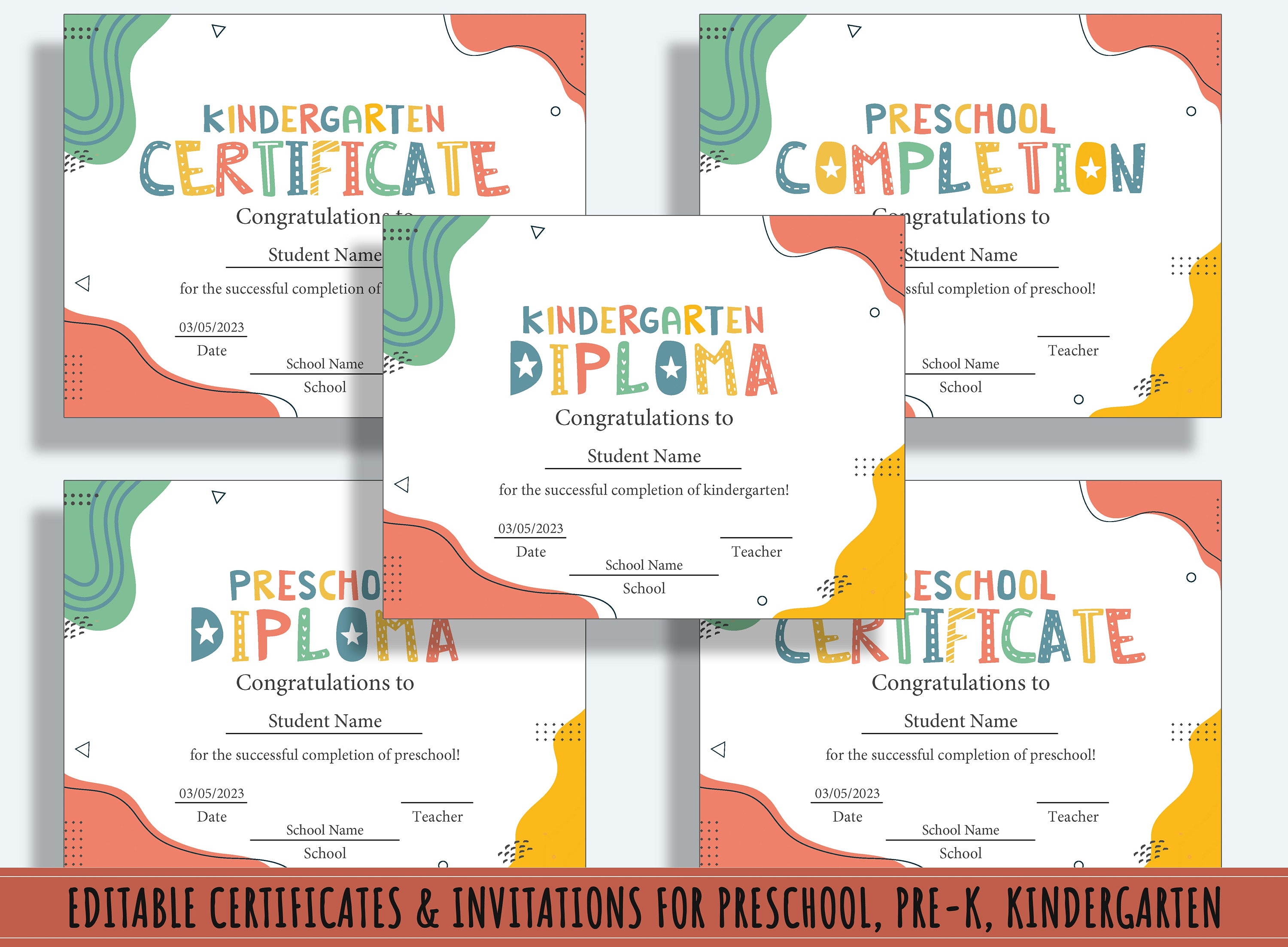37 Pages of Abstract-themed Diplomas, Certificates, and Invitations for ...