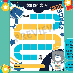 Printable Astronaut Explorer Reward Chart for Kids: Fun Behavior ...