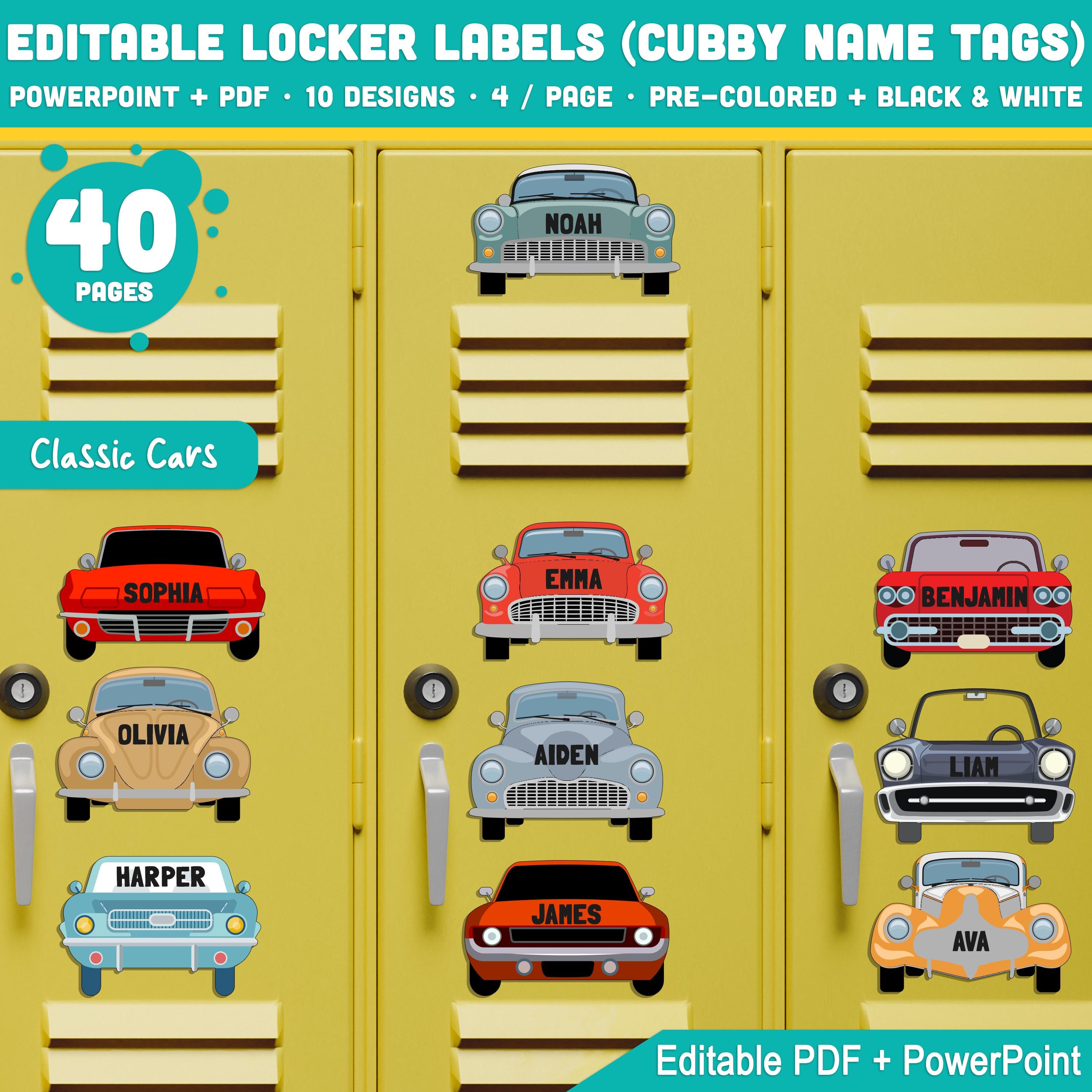 Editable Classic Car & Vintage Car Locker and Cubby Labels, 10 Designs ...
