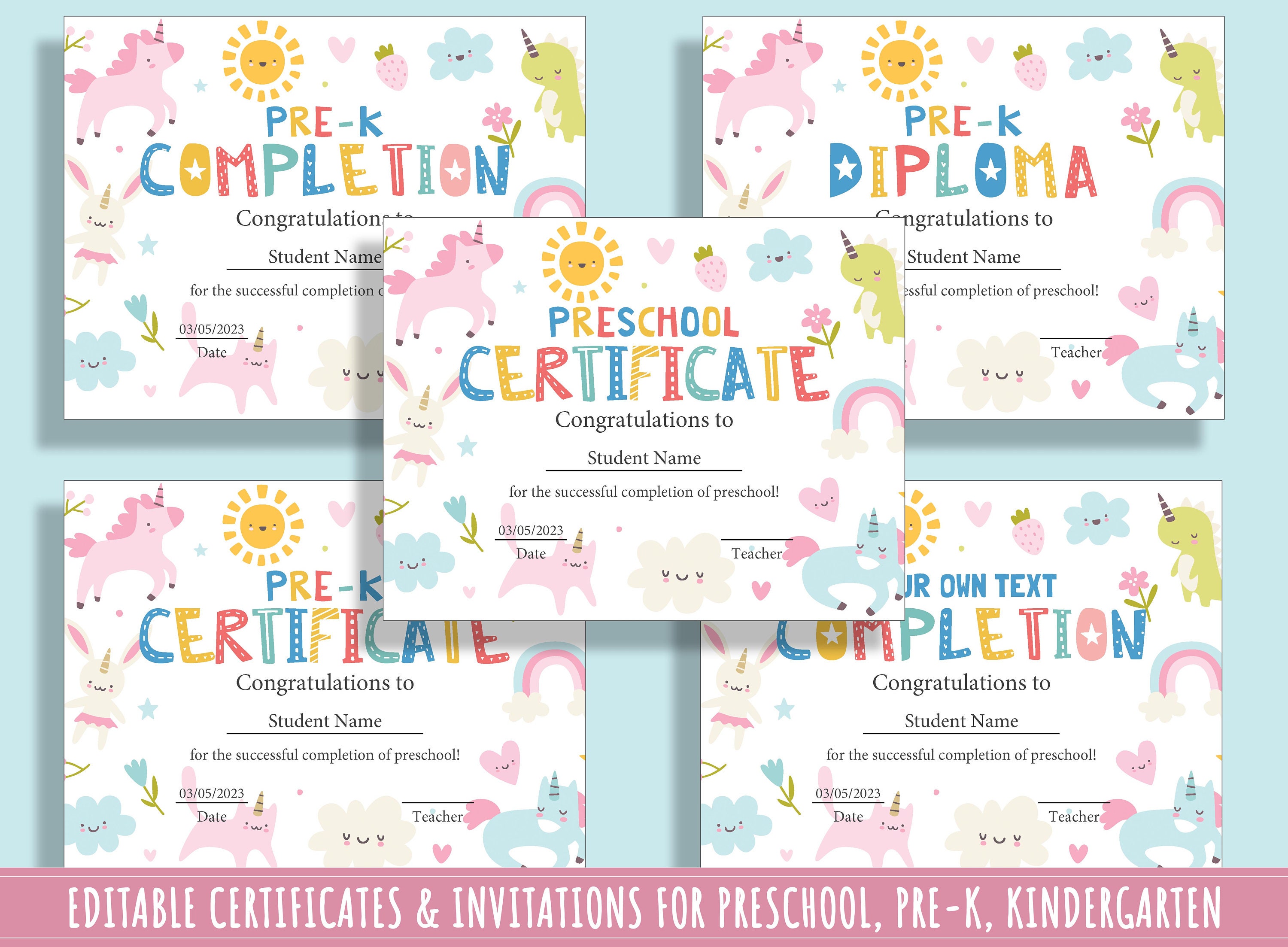 Editable Graduation Certificates, Diplomas, and Invitations Template ...