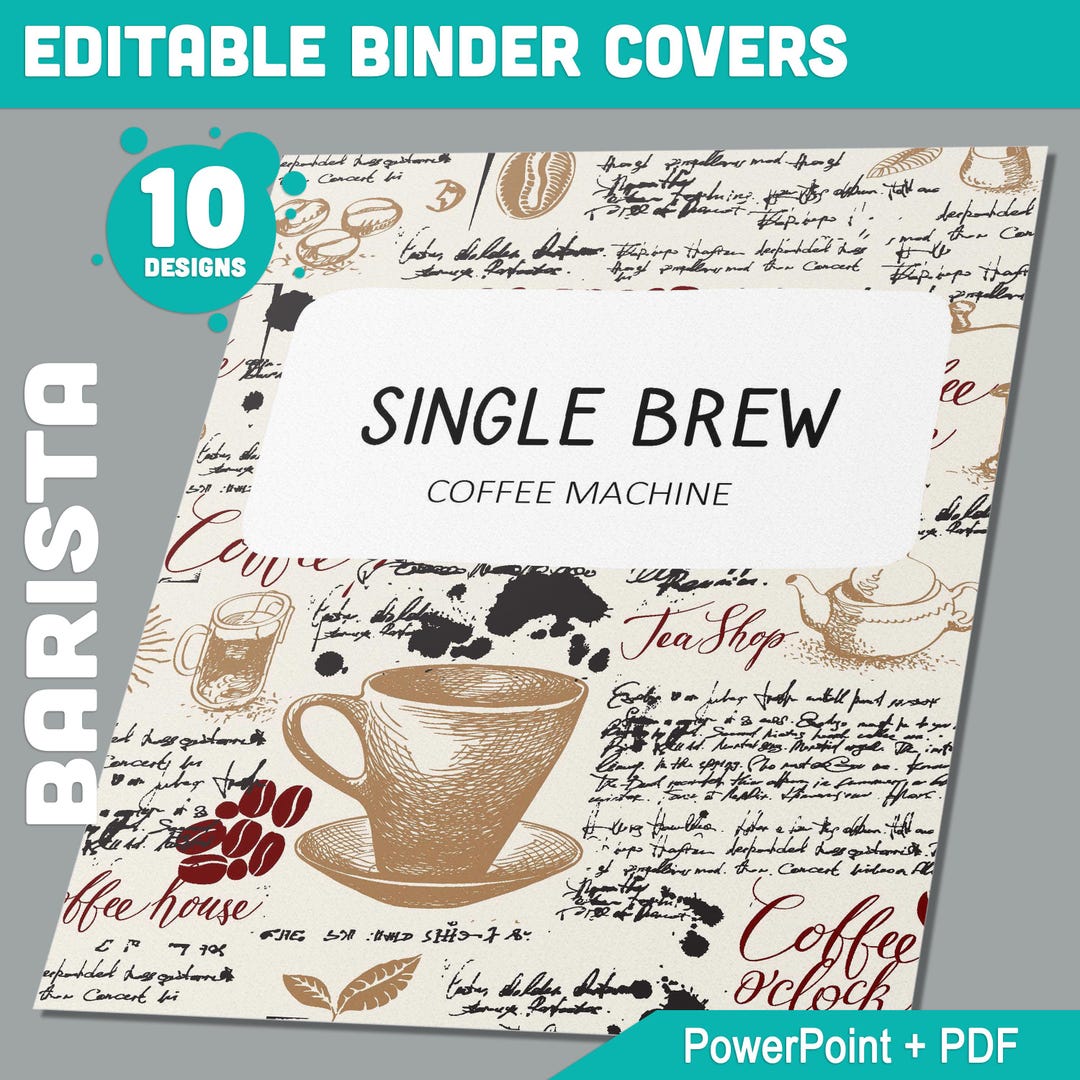 10 Editable Barista Binder Covers, Includes 1, 1.5, 2" Spines ...