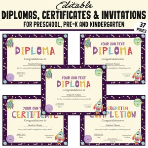 37 Editable Pre K Graduation Diploma, Preschool, Kindergarten ...