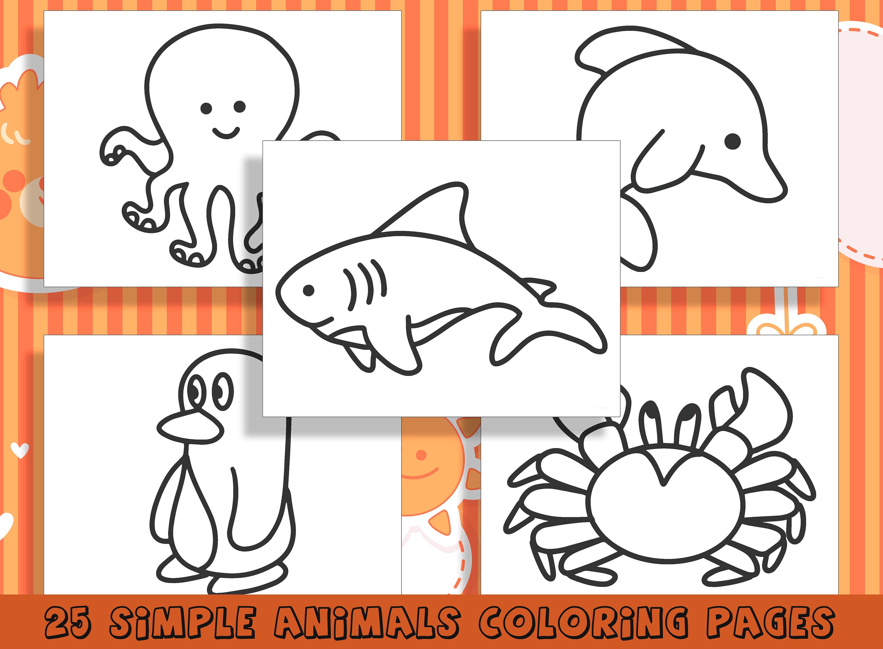 25 Simple Animal Coloring Pages for Preschool and Kindergarten, PDF ...
