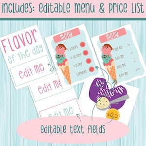 Editable Ice Cream Shop Printable Kit: Summer Activity, Dramatic Play ...