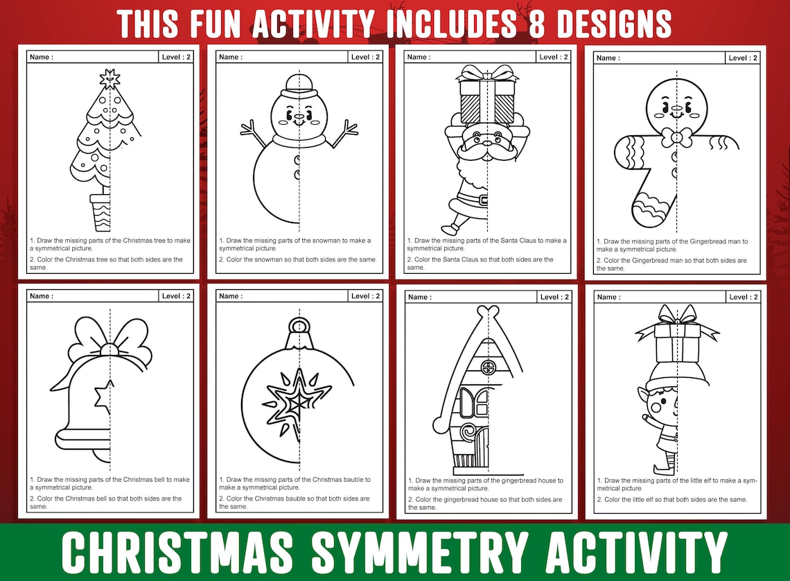 Christmas Symmetry Worksheet, Christmas Theme Lines of Symmetry ...