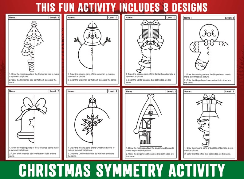 Christmas Symmetry Worksheet, Christmas Theme Lines of Symmetry ...