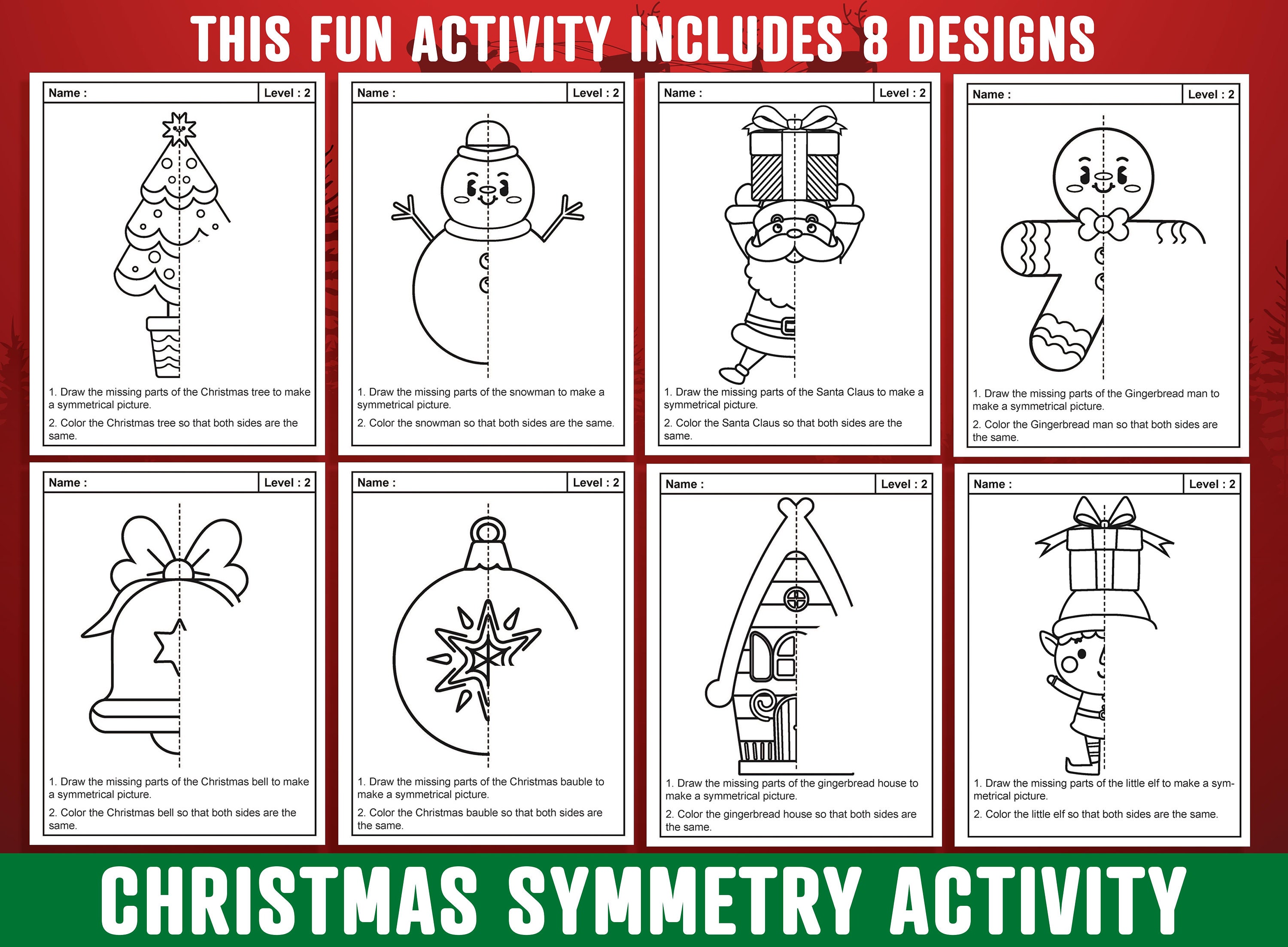 Christmas Symmetry Worksheet, Christmas Theme Lines of Symmetry ...