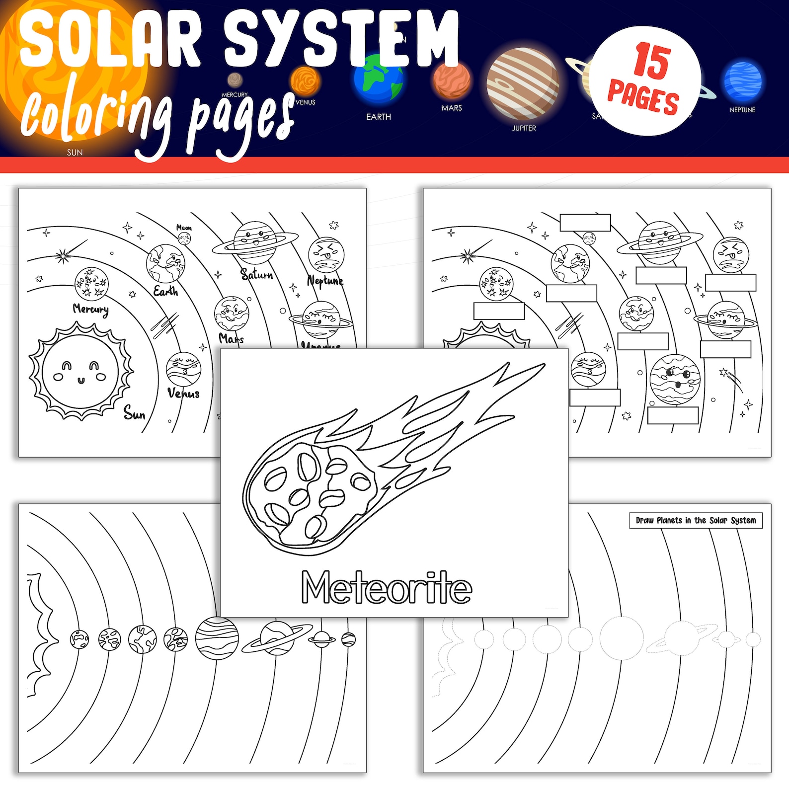 Solar System Coloring Pages: 15 Fun and Educational Activity Sheets for ...
