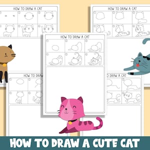 Learn How to Draw a Cute Cat, Kitten Directed Drawing Step by Step ...