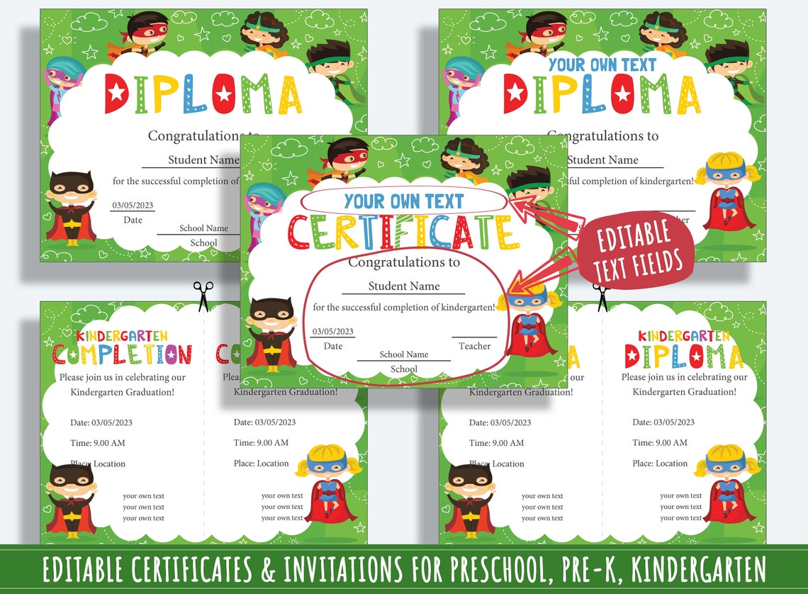 37 Pages of Superhero-themed Diplomas Certificates and - Etsy