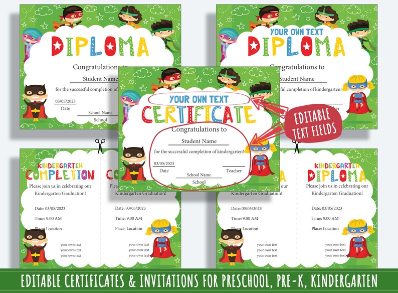 37 Pages of Superhero-themed Diplomas Certificates and - Etsy