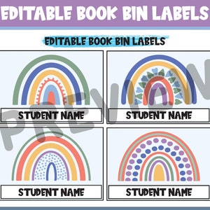 Editable Pastel Rainbow Book Bin Labels: 16 Customizable Designs for ...