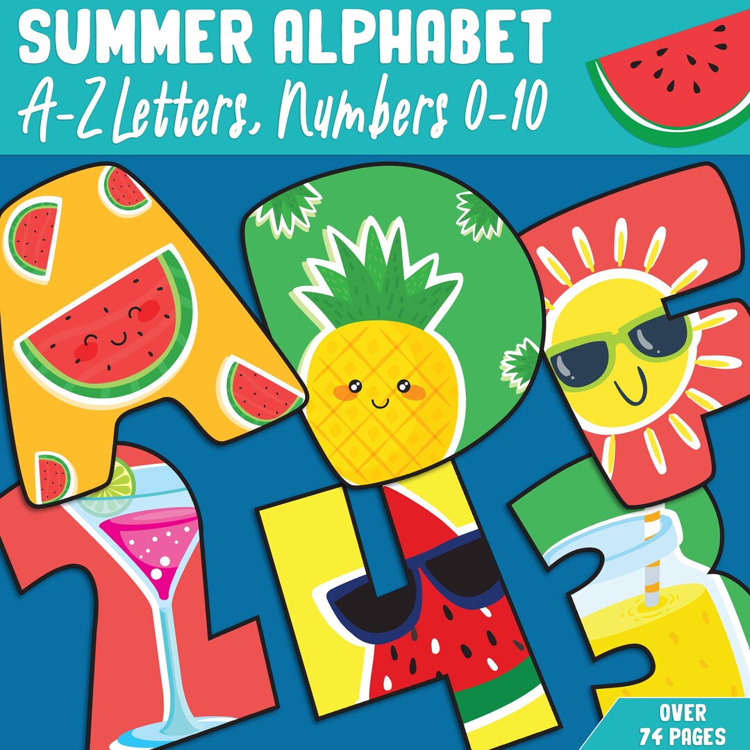Summer Alphabet and Numbers: A-Z Letters & 0-10 Numbers, 1 or 2 per ...