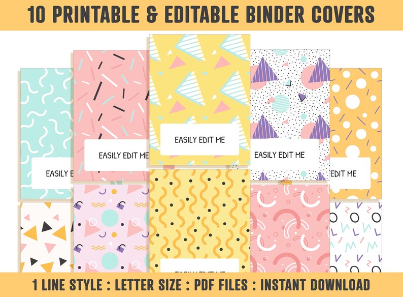Binder Cover Template 10 Printable & Editable Binder - Etsy