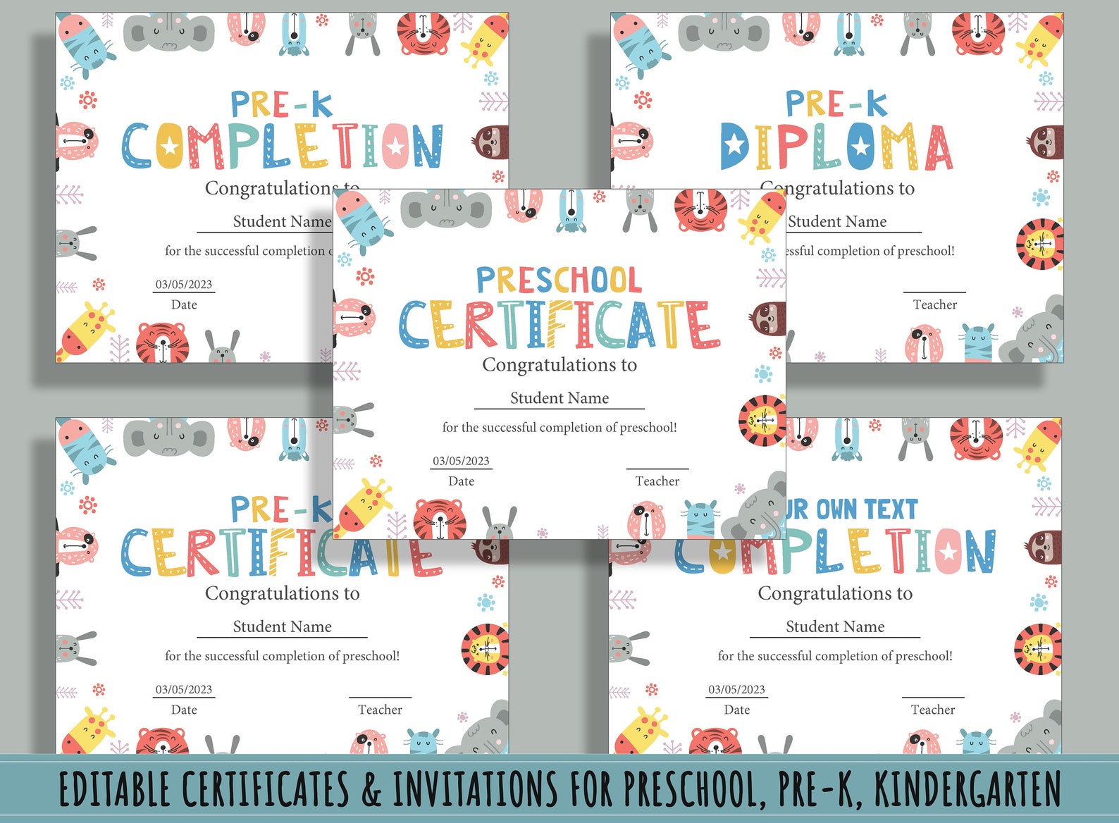 Kindergarten and Preschool Diploma, Certificate, and Invitation ...