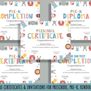 Kindergarten and Preschool Diploma, Certificate, and Invitation ...