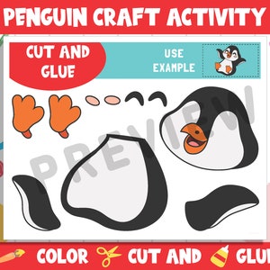 Cute Penguin Craft Activity - Color, Cut, and Glue for Prek to 2nd ...