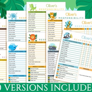 Customizable Animal-themed Chore Chart for Kids: Printable 10-page ...