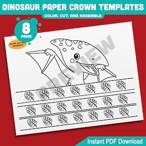 Dinosaur Paper Crown Templates – Printable Headband and Hat Craft for ...