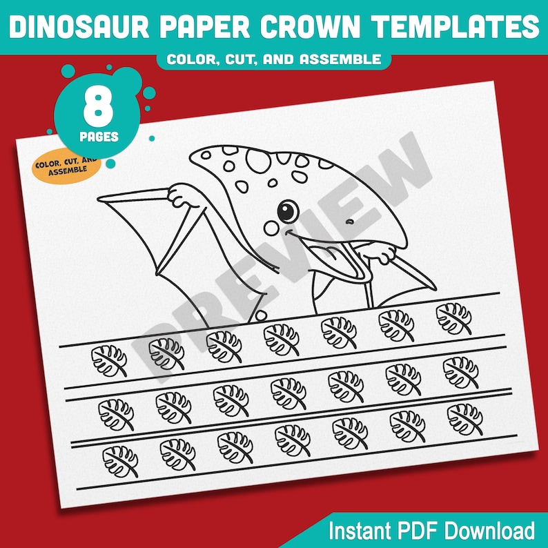 Dinosaur Paper Crown Templates – Printable Headband and Hat Craft for ...