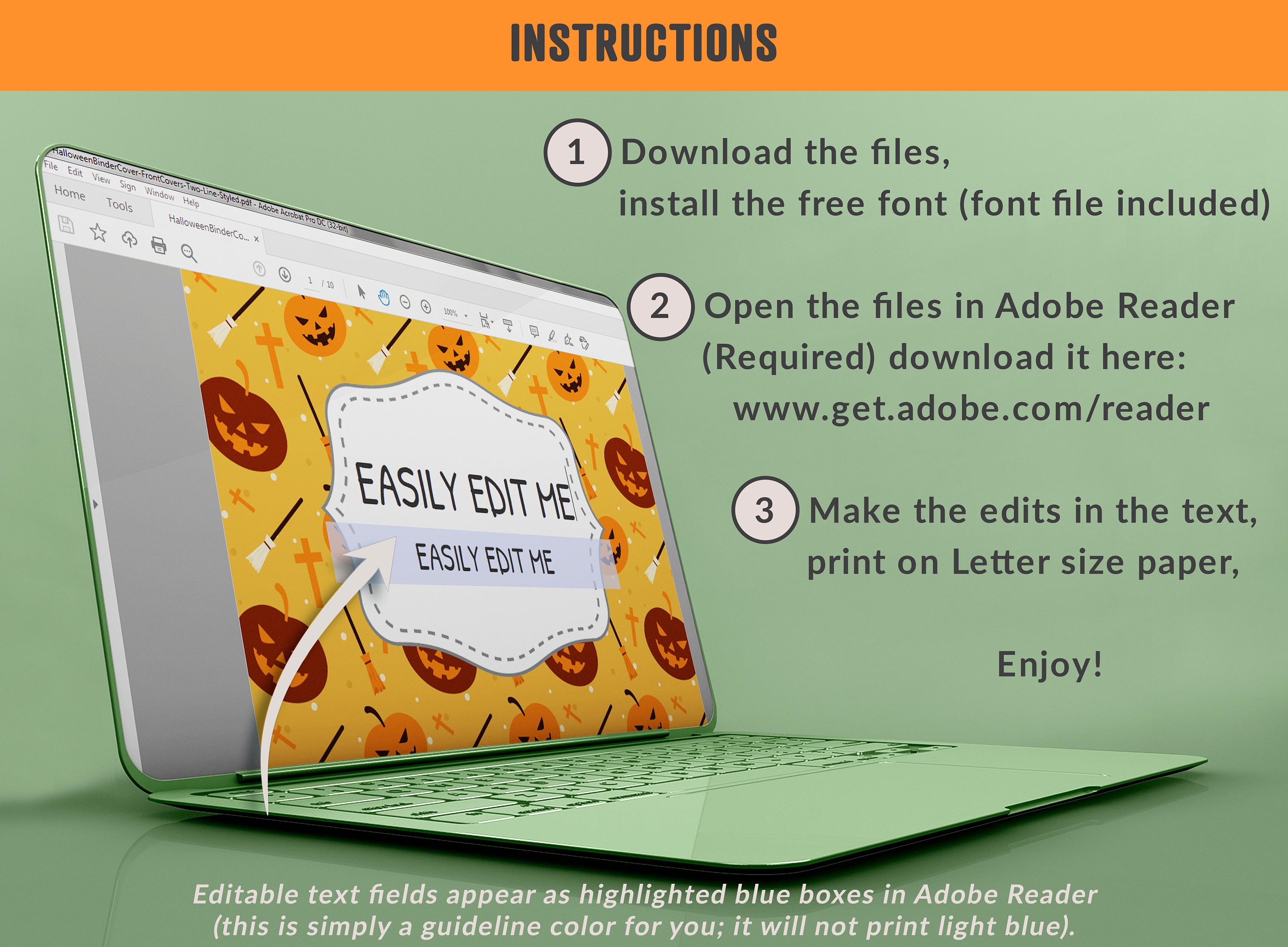 Halloween Binder Cover 10 Printable & Editable Binder - Etsy