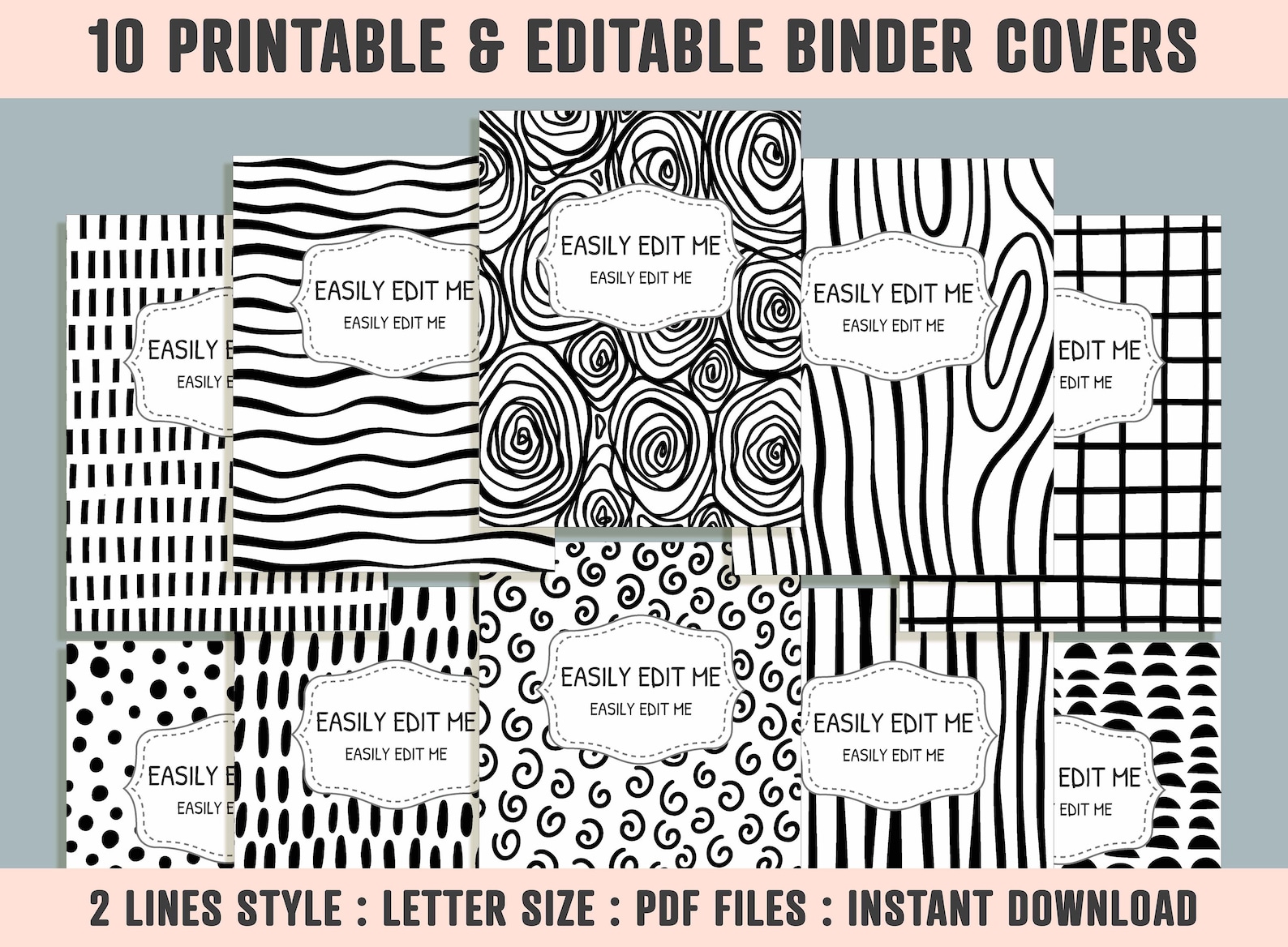 Abstract Vector Binder Cover 10 Printable/editable Binder - Etsy