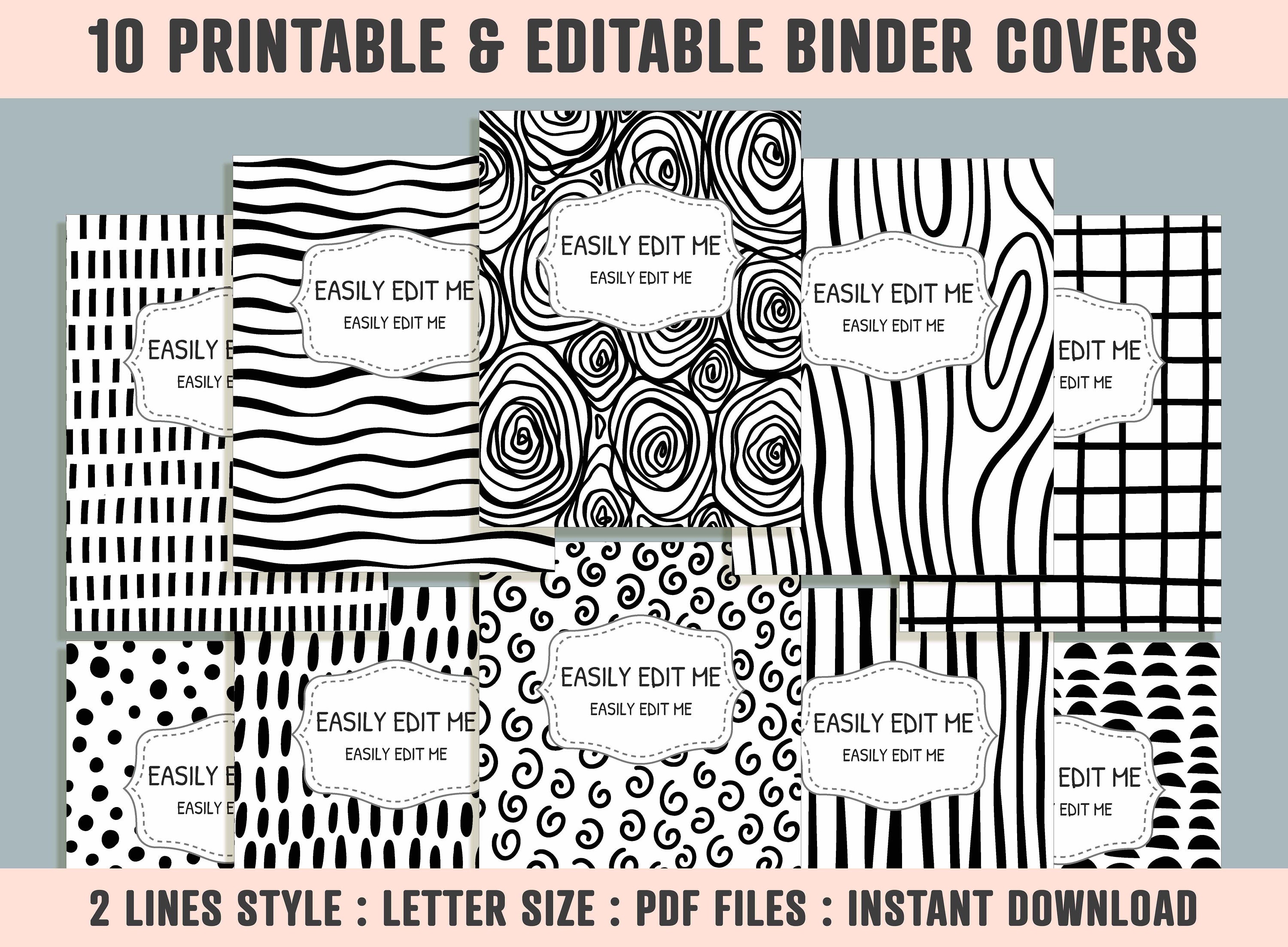 Abstract Vector Binder Cover 10 Printable/editable Binder - Etsy