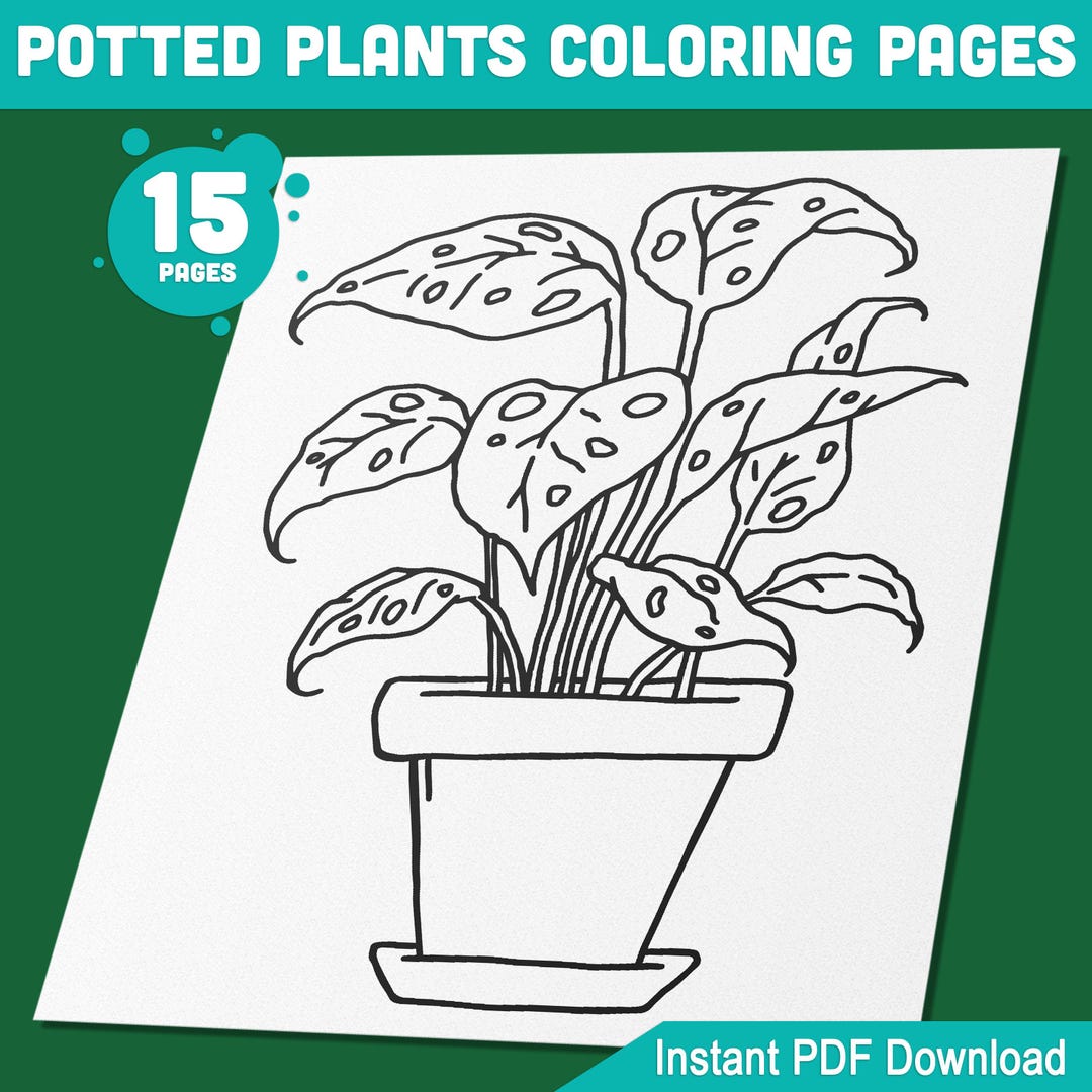 House Potted Plants Coloring Pages: 15 Fun and Relaxing Activity Sheets ...