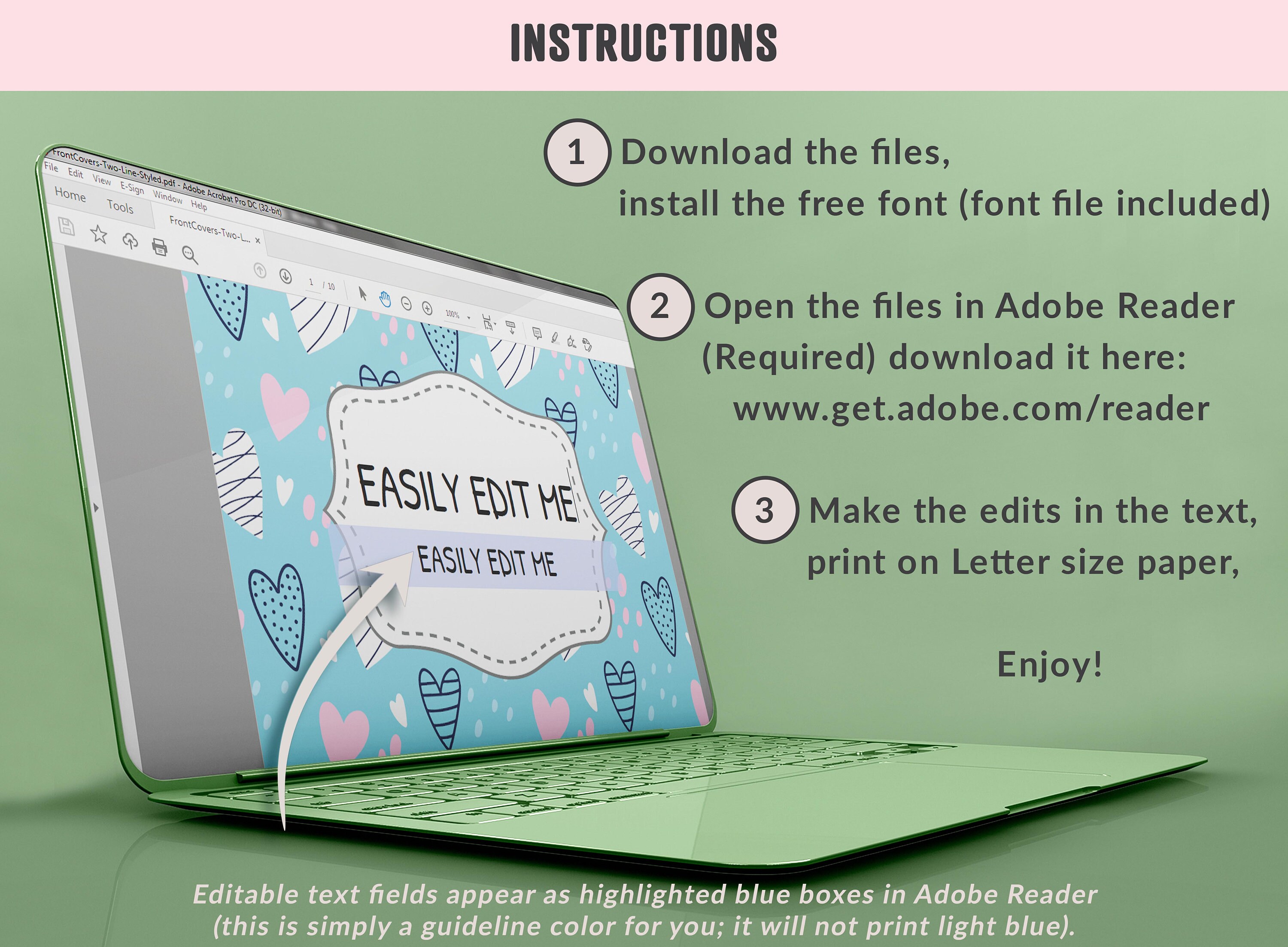 Binder Cover Printable Editable, 10 Coversspines, Binder Insert ...