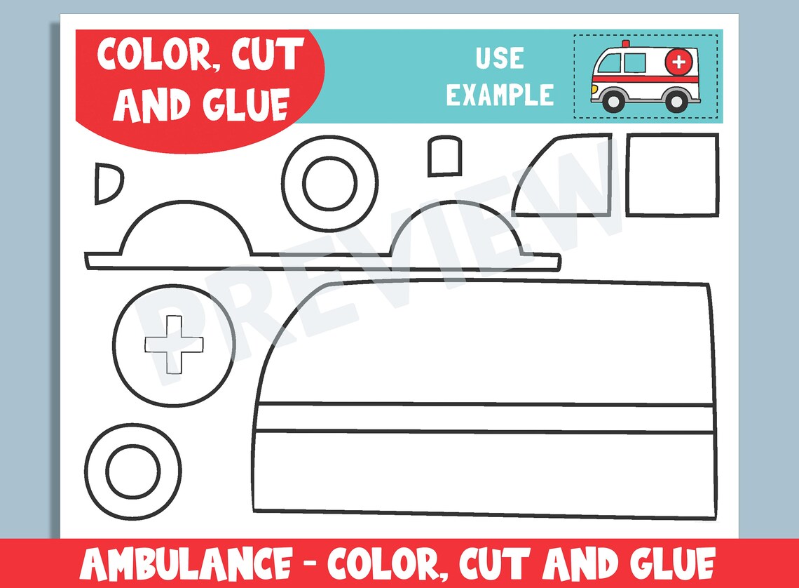 Ambulance Craft Activity Color, Cut, and Glue for Prek to 2nd Grade ...