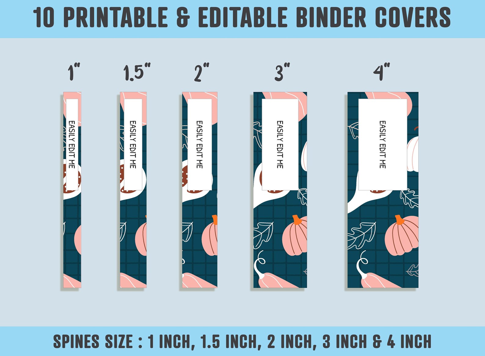Pumpkins Binder Cover, 10 Printable/editable Binder Covers+spines ...