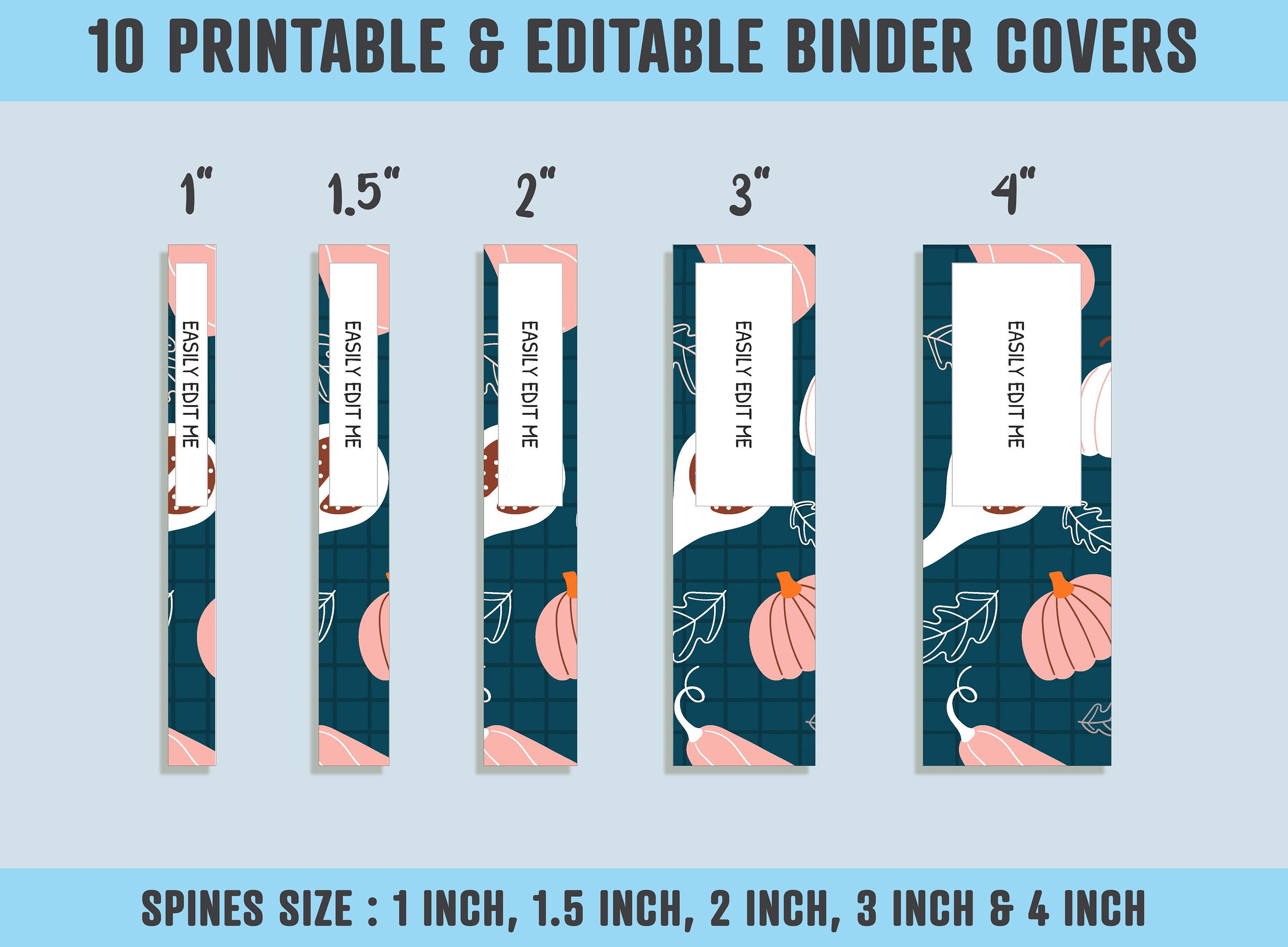 Pumpkins Binder Cover, 10 Printable/editable Binder Covers+spines ...