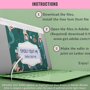 Mermaid Unicorn Fairy Binder Cover, 10 Printable/editable Binder Covers ...