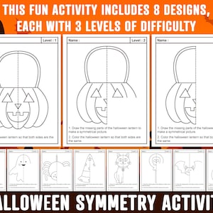 Halloween Symmetry Worksheet, Ghost, Halloween, Cauldron Lines of ...