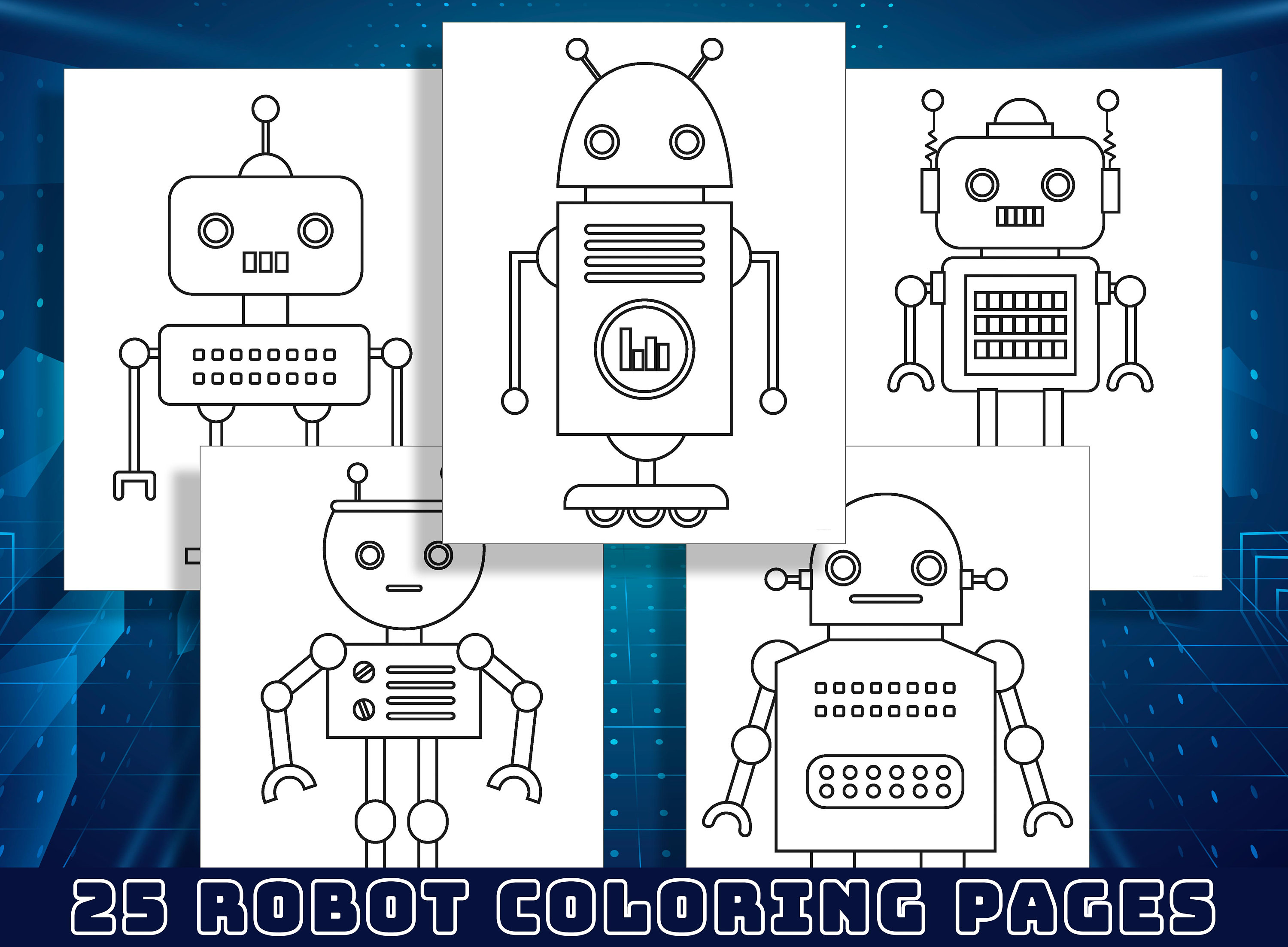 25 Fun Robot Coloring Pages for Preschool and Kindergarten Kids, PDF ...