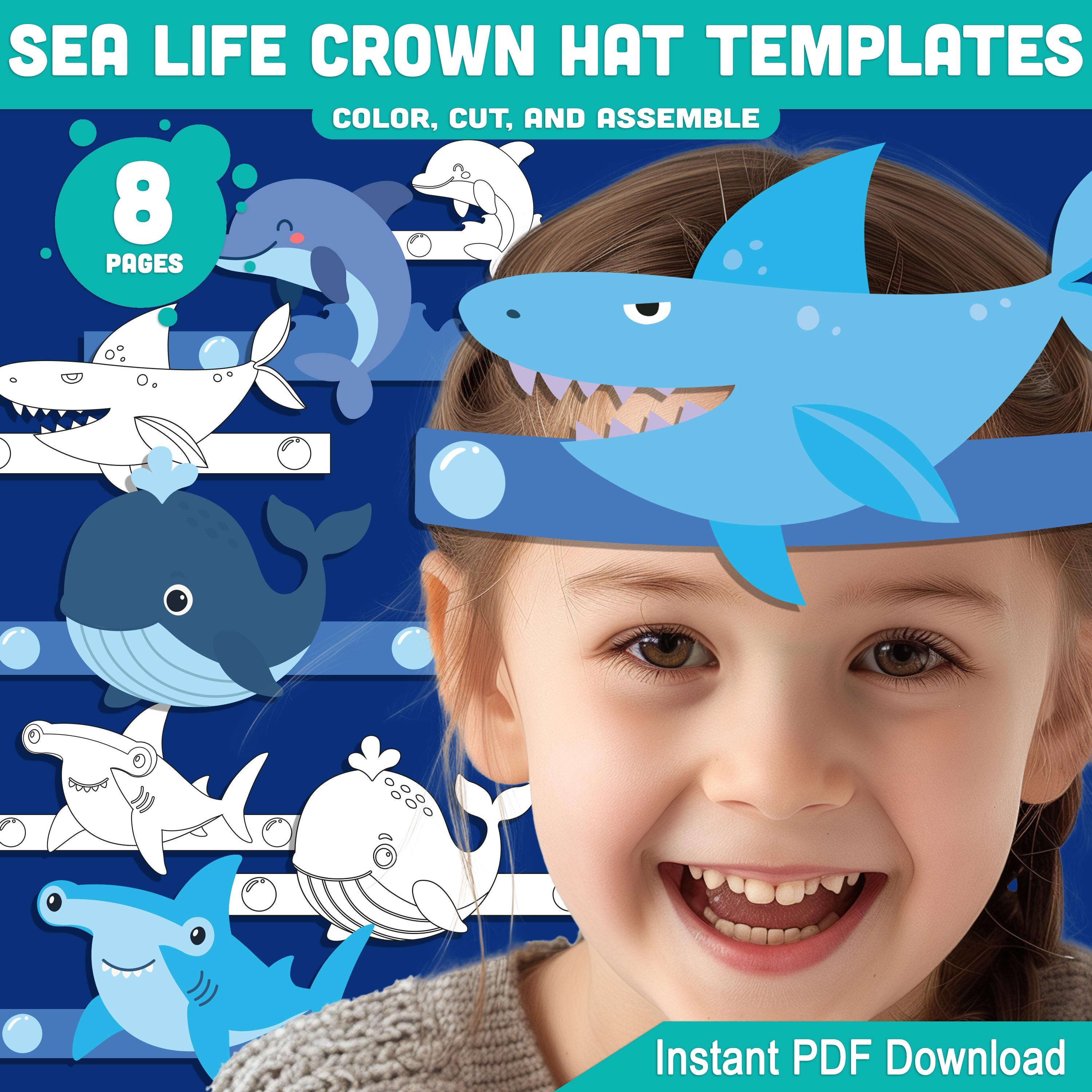 Sea Life Crown Hat Templates – 8 Printable Headbands for Kids With Pre ...