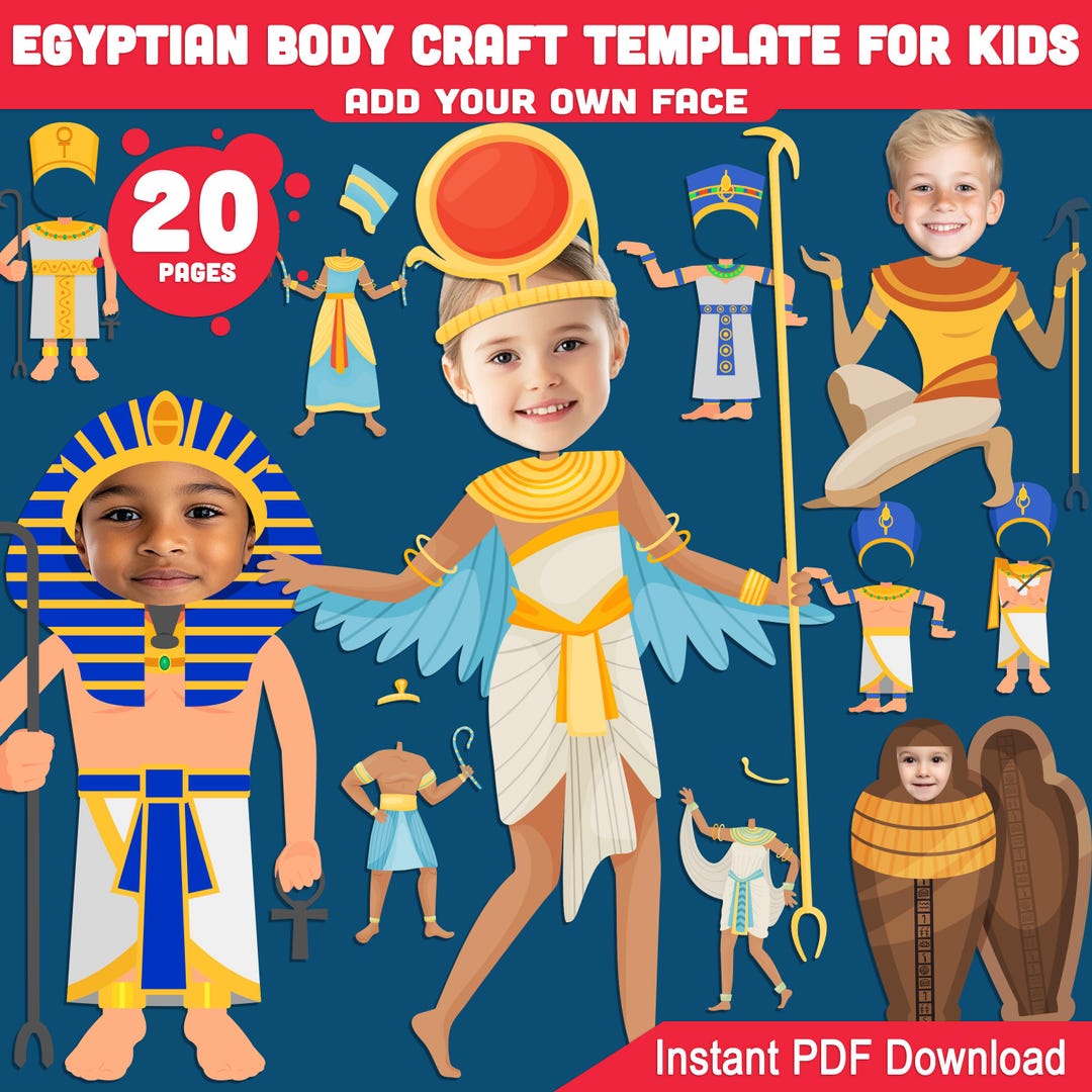 Egyptian Body Craft Template for Kids, Fun Cut and Paste Activity With ...